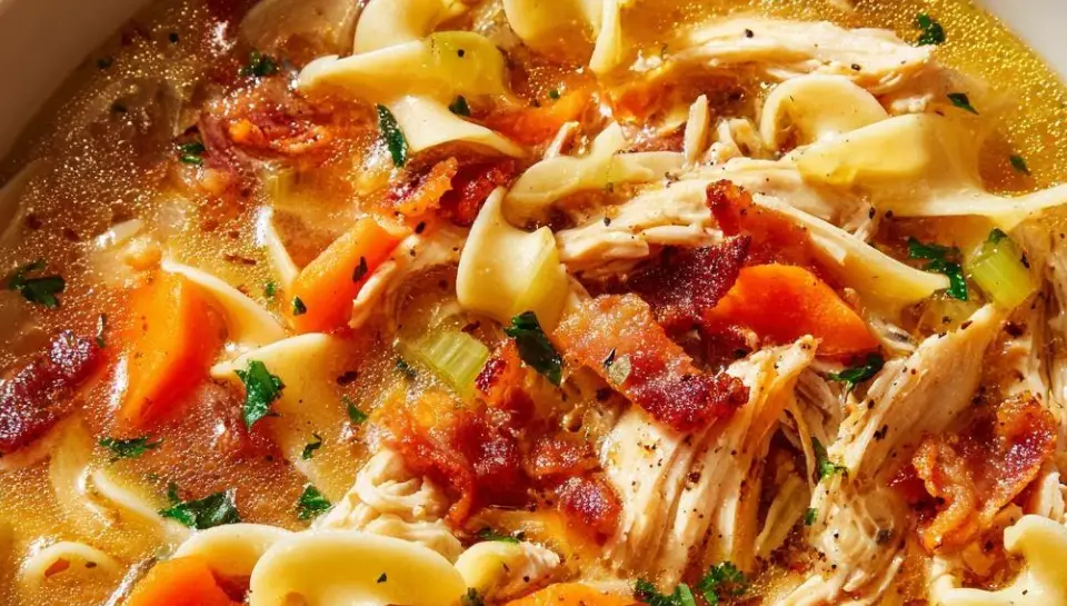 Smoky Bacon-Infused Chicken Noodle Soup: A Comforting Twist on a ...